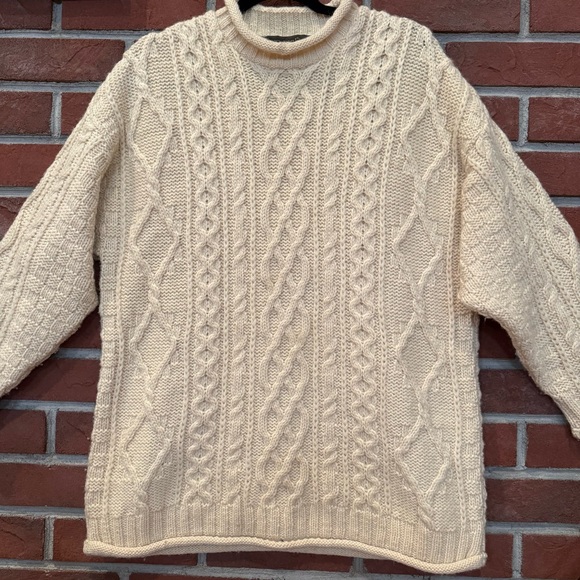 Inis Crafts | Sweaters | Inis Crafts Ireland Cream 0 Wool Funnel Neck ...